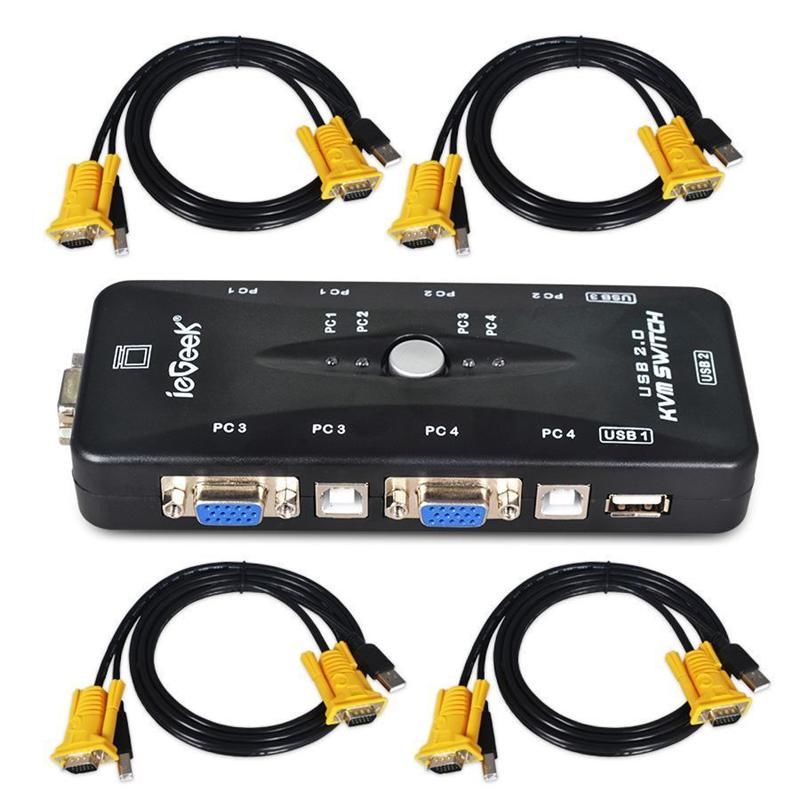 USB KVM switch VGA 4 ports , controle 4 PCs from one keyboard,monitor ...