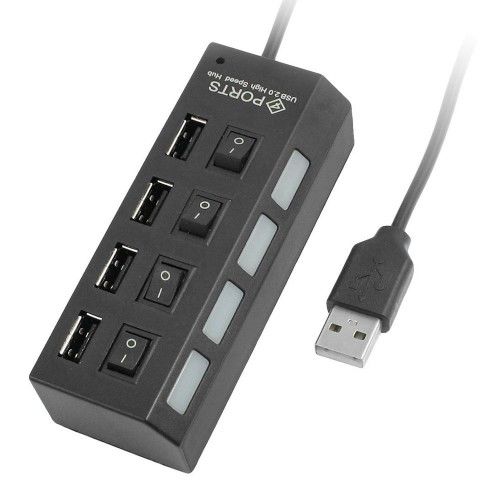 USB 2.0 Hub with 4 Ports & Individual Switches | www.gamby.co.il 03-9341686
