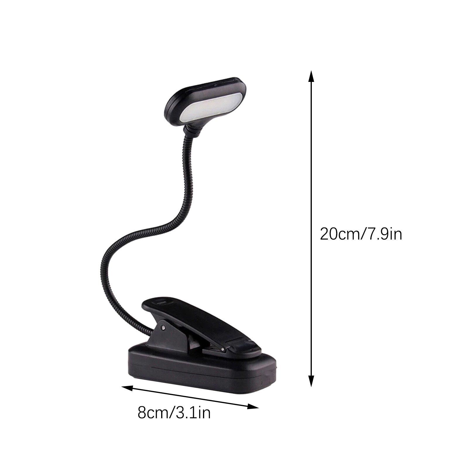 Mini reading lamp. Clip-on and desktop, flexible leg, USB charging ...