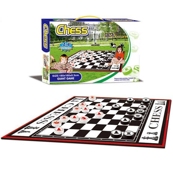Chess game set with outdoor rug, for children, huge chess board ...