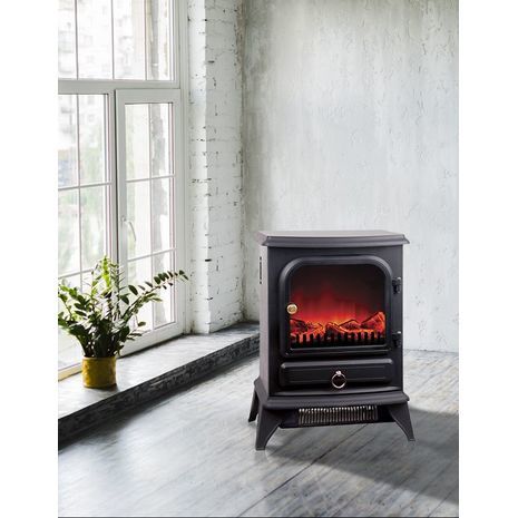 Electric fireplace in retro style. Fast and economical home heater ...