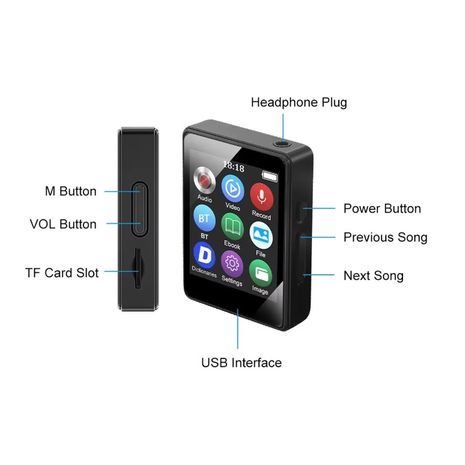 MP3/MP4 Player with 1.2” Screen, Bluetooth 5.0 & eBook | www.gamby.co ...