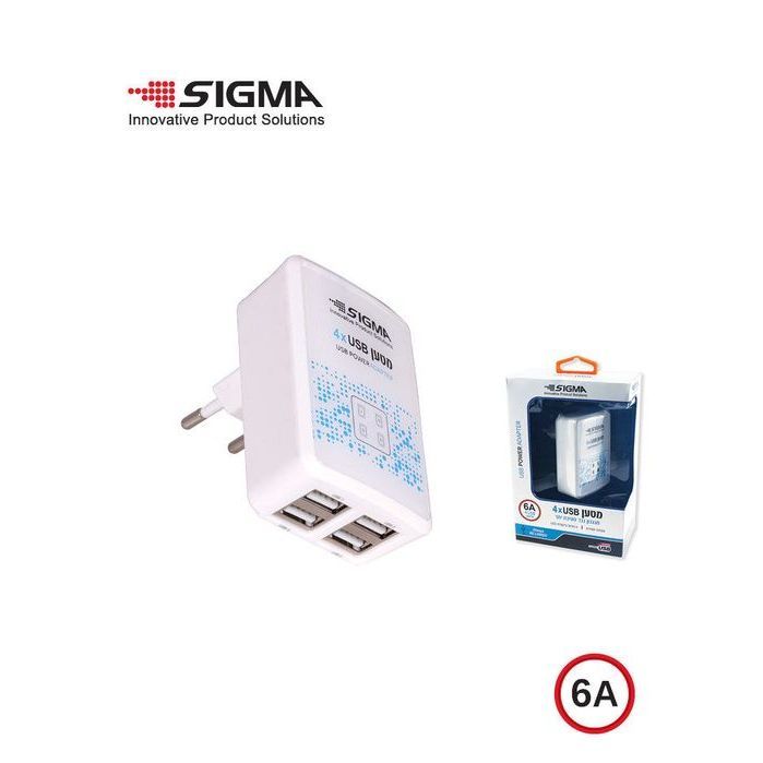 מטען 4 כניסות - הגנה מפני עומס יתר וסופר טעינה Sigma 6A - 5V | www ...